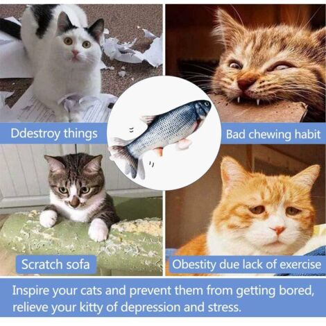 30cm Interactive Catnip Fish Toy for Cats, Realistic Electric ...