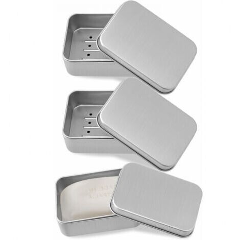 Set of 3 Aluminum Soap Dishes, 3 Soap Dishes with Drip Tray, Metal Box ...