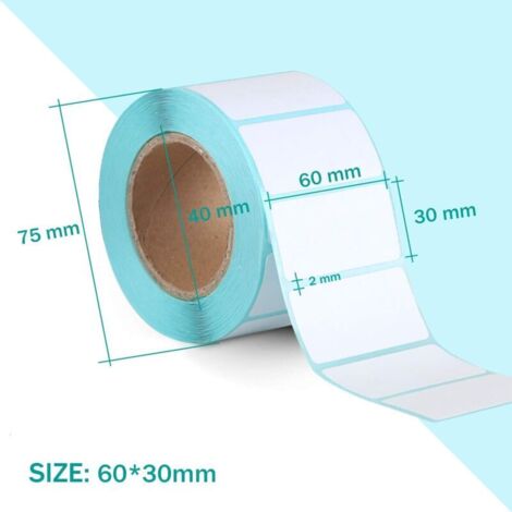 Set of 800 self-adhesive white labels (60 mm x 30 mm) for freezer ...