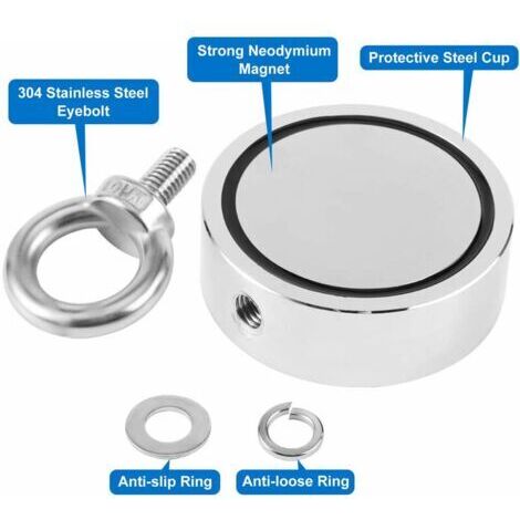 Double-sided neodymium magnet with rope and gloves, 345 kg pulling ...