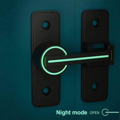 Black - Illuminated Interior Sliding Door Lock, 1 Piece, 90° Hook ...