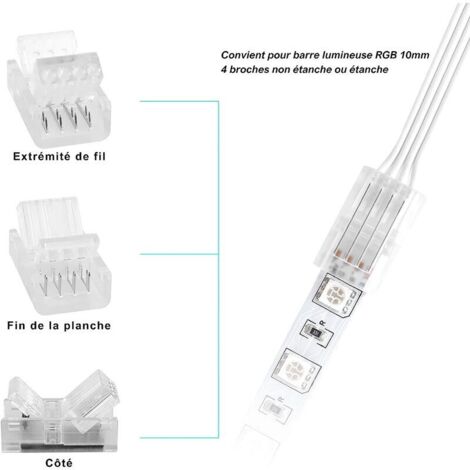 Pack of 10 10mm 4-Pin LED Connectors for LED Strips for 10mm RGB LED ...