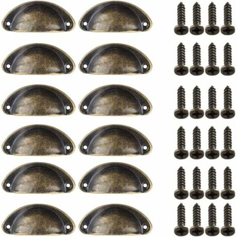 12 Pieces Shell Door Handle, Retro Door Handles, Traditional Half-Moon ...