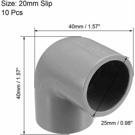 sourcing map 10pcs 20mm PVC Elbow 90° Pipe Fitting Grey Adapter (Inner ...