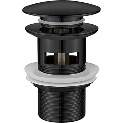 Bathroom Drain, Sink Plug with Overflow, Pop-Up, Black