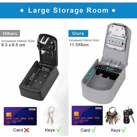 Secure Large Key Box with Code & Emergency Keys, Wall-Mounted Key Box ...