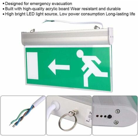 LED Emergency Exit Sign, Acrylic Safety Evacuation Indicator Light ...