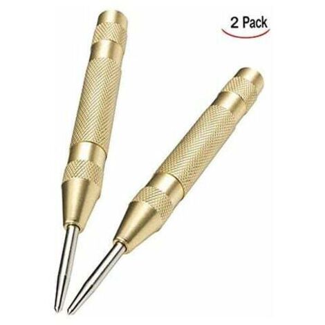 Set of 2 Automatic Center Punches for Metal or Wood (Gold)