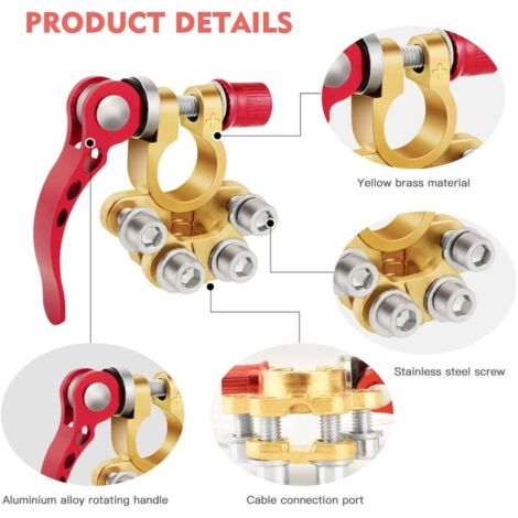 2-piece Battery Terminal Connector, 4-Way Quick Release Automotive ...
