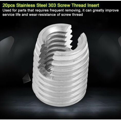 M8x15mm Self-Tapping Threaded Inserts, SUS303 Stainless Steel Helical ...