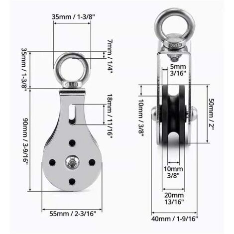 Block Pulley, 360° Rotating Traction Wheel, Stainless Steel Block ...