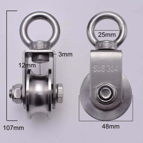 Pulley block for ropes made of 304 stainless steel, maximum load 500kg ...