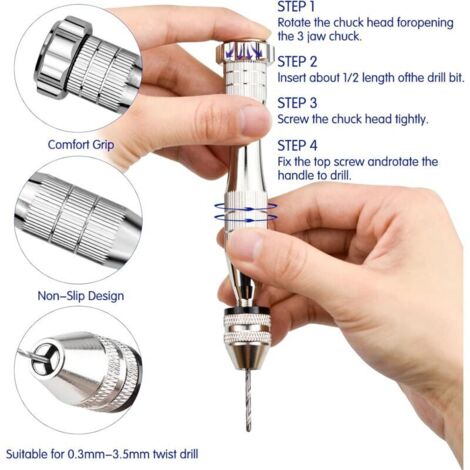 Mini Hand Drill with 10 Micro Twist Drill Bits 0.8mm-3.0mm Mini Micro ...