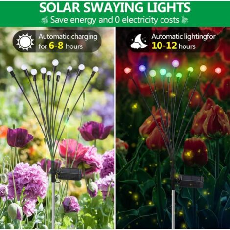 Outdoor Solar Lights, 4 Pieces 10 LED Solar Firefly Lights for Garden ...