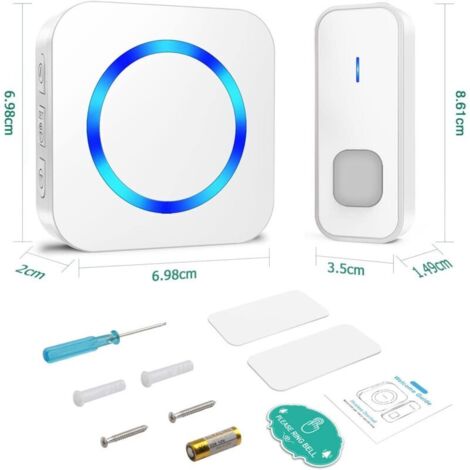 400M Waterproof Wireless Doorbell Kit with Battery, 55 Melodies at 5 ...