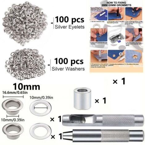 Eyelet Set, 100 Pieces 10mm Eyelets, Tarpaulin Repair Kit with 3 Pieces ...