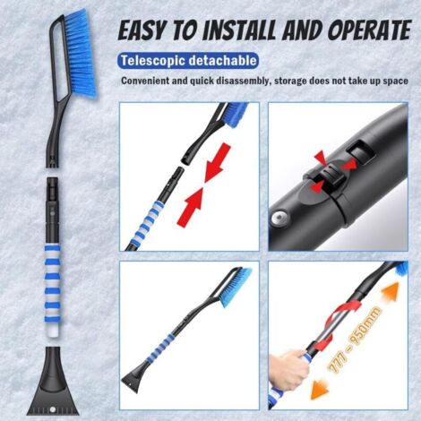 2-in-1 Car Ice Scraper, Snow Brush with Broom, Windshield Scraper with ...