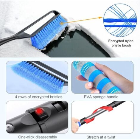 2-in-1 Car Ice Scraper, Snow Brush with Broom, Windshield Scraper with ...