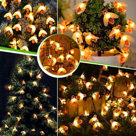 Solar Bee Fairy Lights, 30 LEDs 6.5m 8 Modes Copper Wire Waterproof ...