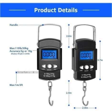 Electronic Luggage Scale, Portable Electronic Fishing Scale with LCD ...