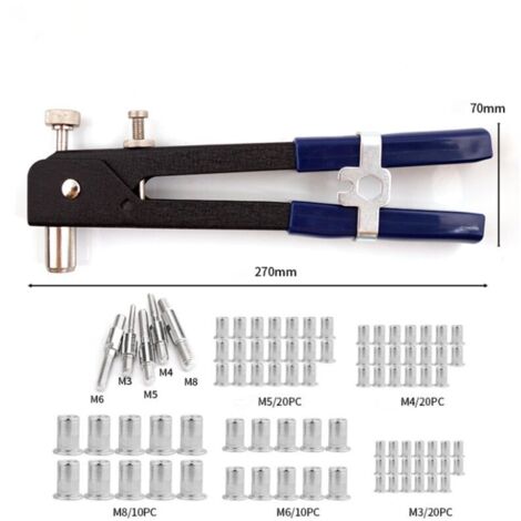 86 Piece Rivet Pliers Set with Rivet Gun and Threaded Insert and ...