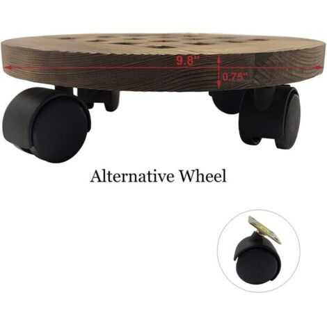 Wooden Plant Stand - Round Solid Wood Flower Pot Saucer with Wheels ...