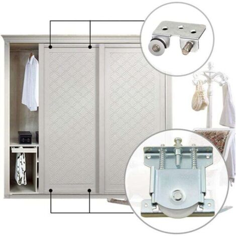 2-Piece Sliding Wardrobe Door Rollers, Sliding Door Parts for Wardrobe ...