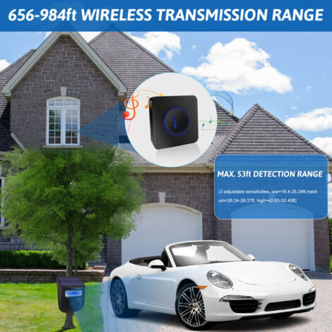 Solar Driveway Alarm, Wireless Long Range Outdoor Motion Detector ...