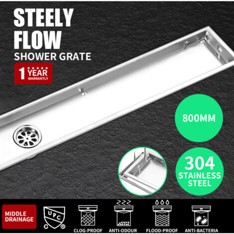 Linear shower drain with tile insert grate, rectangular shower floor ...