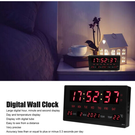 LED digital wall clock, large display, precise electronic hanging desk ...