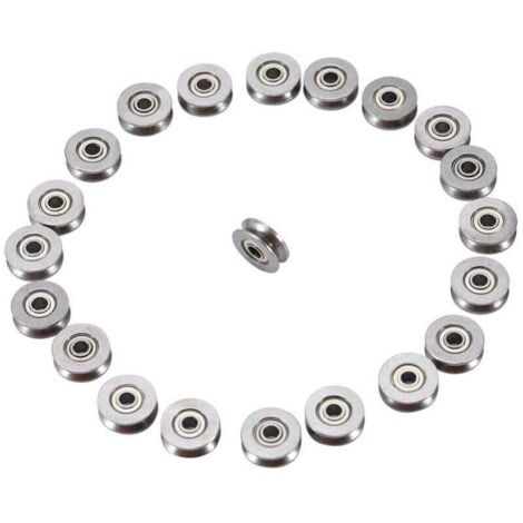20pcs V623ZZ Miniature Steel V-Groove Guide Pulley Rail Ball Bearing ...