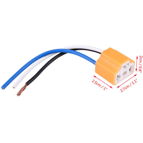 2-Piece Female Ceramic Headlight Connector Adapter Plug for H4/9003/HB2 ...