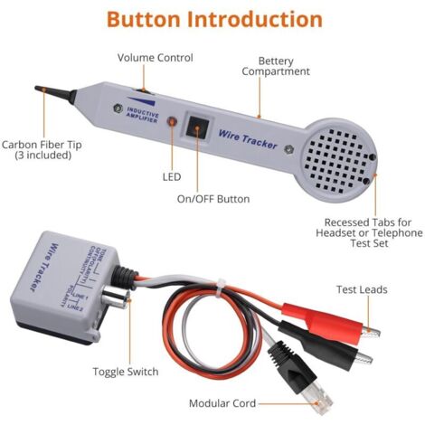200EP Wire Tracer Kit, Network Wire Tracer Circuit Tester, Cable ...
