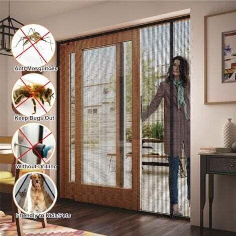 Set of 2, Magnetic Door Mosquito Net 70x190cm, Side Opening Fiberglass ...