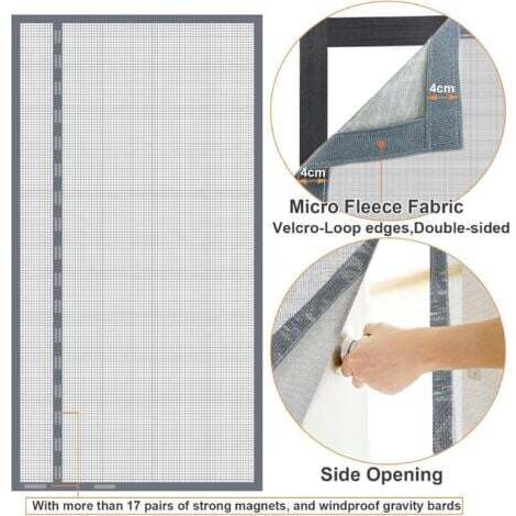 Set of 2, Magnetic Door Mosquito Net 70x190cm, Side Opening Fiberglass ...
