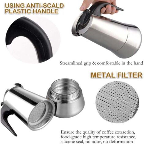 Italian Coffee Maker, 6, 9, 12 Cups, Stainless Steel Moka Pot, Suitable ...