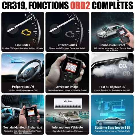 Launch CR319 OBD2 Engine Error Code Reader with EVAP/O2 Sensor Test ...