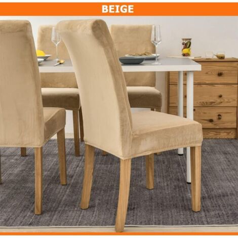 4-piece velvet chair cover, elastic and straight, for dining room, for ...