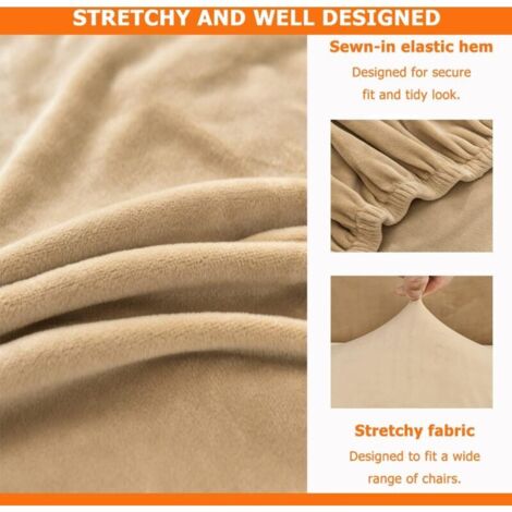 4-piece velvet chair cover, elastic and straight, for dining room, for ...