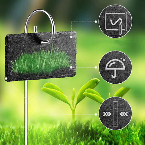 10 slate plant labels, garden markers, natural signs with metal sticks ...