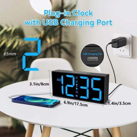 Vibrating digital alarm clock, extra loud morning alarm, 7-inch LED ...