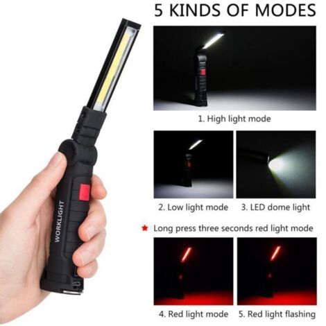 Construction light, 5-pack, COB work light, rechargeable LED work light ...