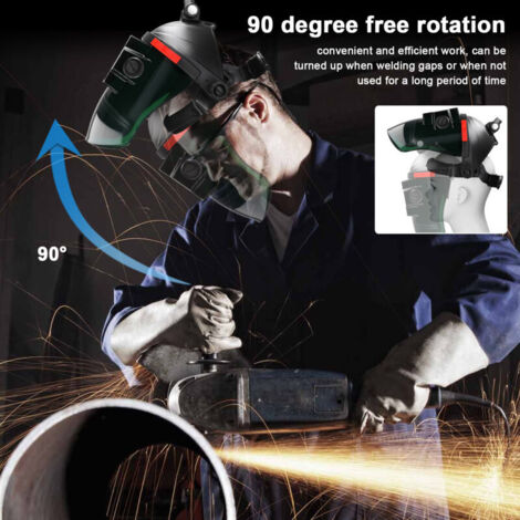 Welding Mask, Solar-Powered Head-Mounted Welding Helmet with Automatic ...
