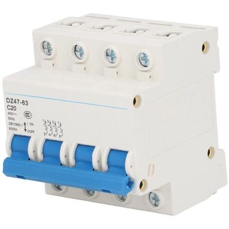 4P Miniature Home Circuit Breaker, DIN Rail Mount Protection, 400V 20A