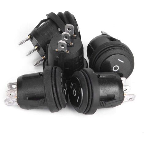 Rocker Switch, 5-Pack SPST Snap-in ON/OFF/ON 3-Pin 3-Position Round ...