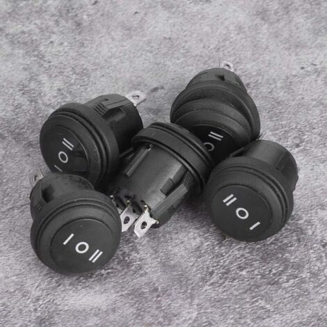 Rocker Switch, 5-Pack SPST Snap-in ON/OFF/ON 3-Pin 3-Position Round ...