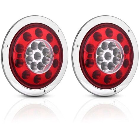 Rear brake light, 12V-24V DC Pair of 4.3 inch round 19 LED Truck ...