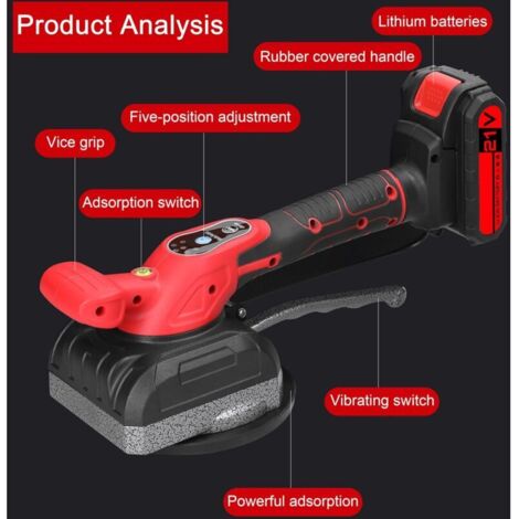 21V Vibrating Tile Machine, 5 Adjustable Speeds, 2 x 1300mAh Batteries ...