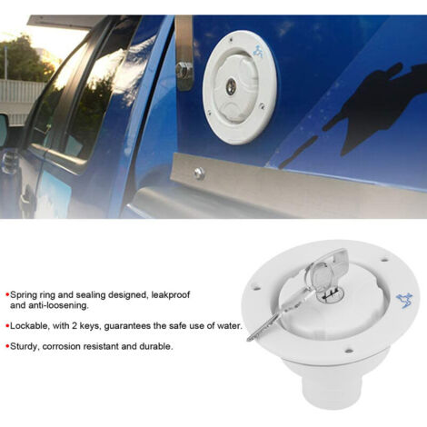 Gravity-fed freshwater inlet hatch filler cap with locking mechanism ...