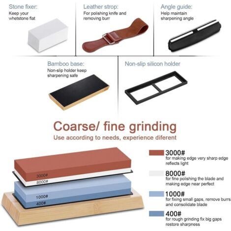 Set of 400/1000 and 3000/8000 Grit Sharpening Stones, Professional ...